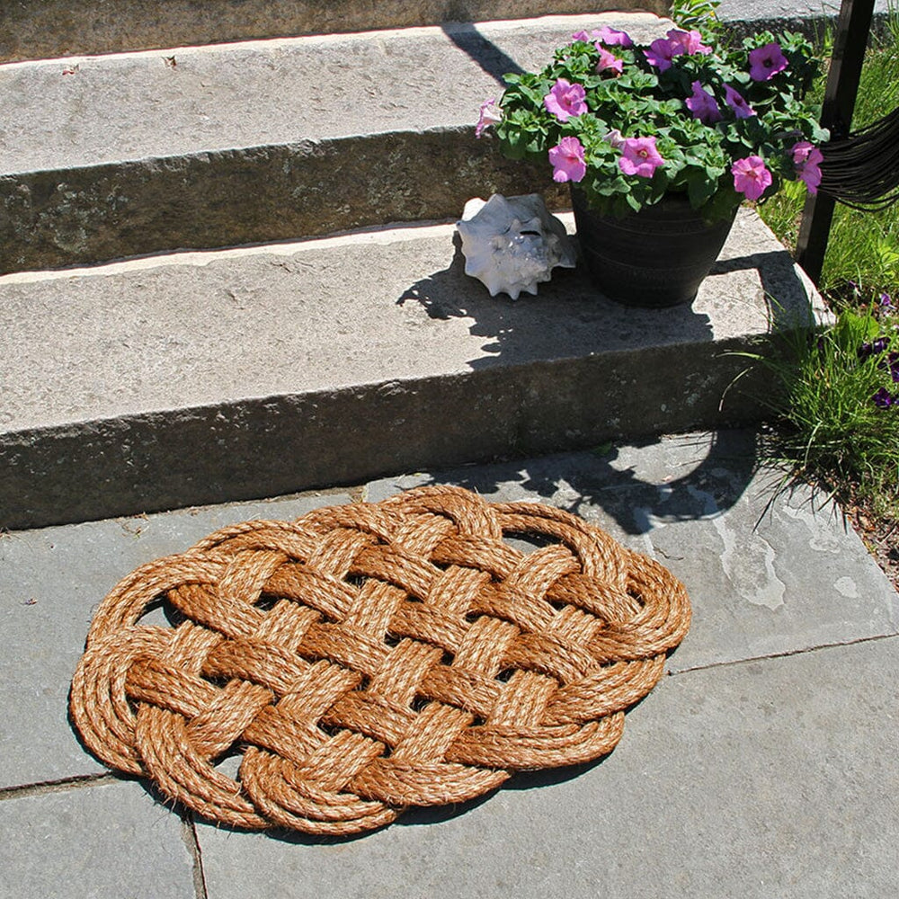 Woven Nautical Entry Rug, Round Door Mat - Mystic Knotwork