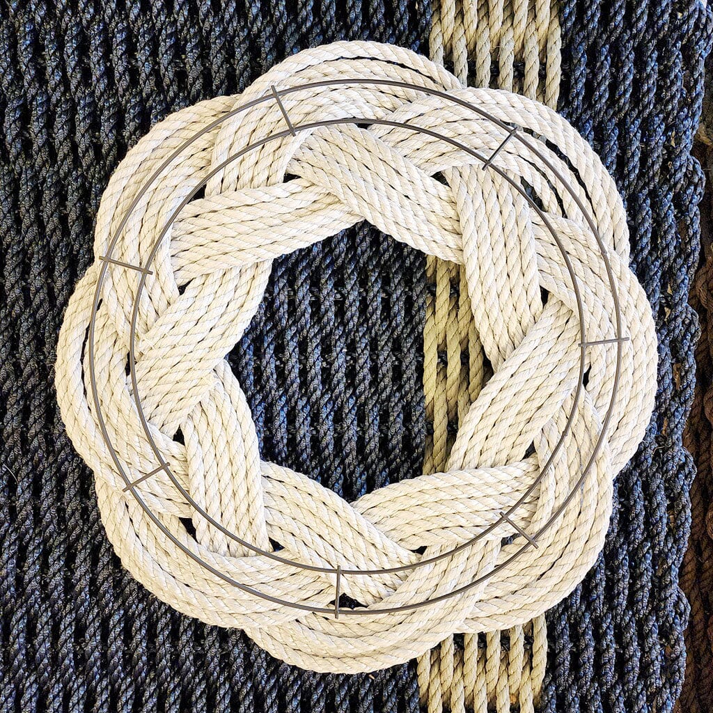 Sailor Knot Wreath or Centerpiece, White Cotton, w/ Frame - Mystic Knotwork