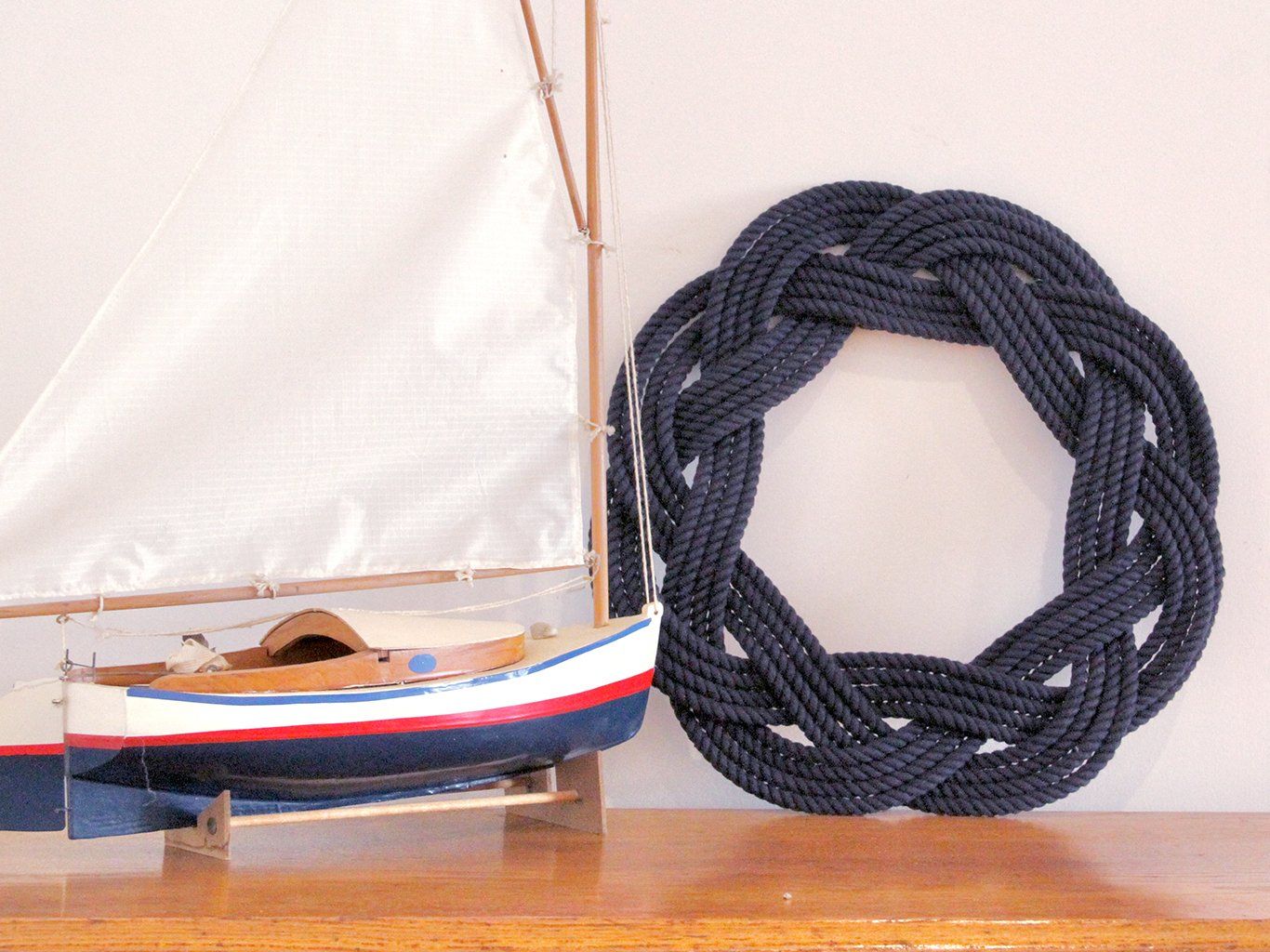 Sailor Knot Wreath or Centerpiece, Navy Blue Cotton - Mystic Knotwork