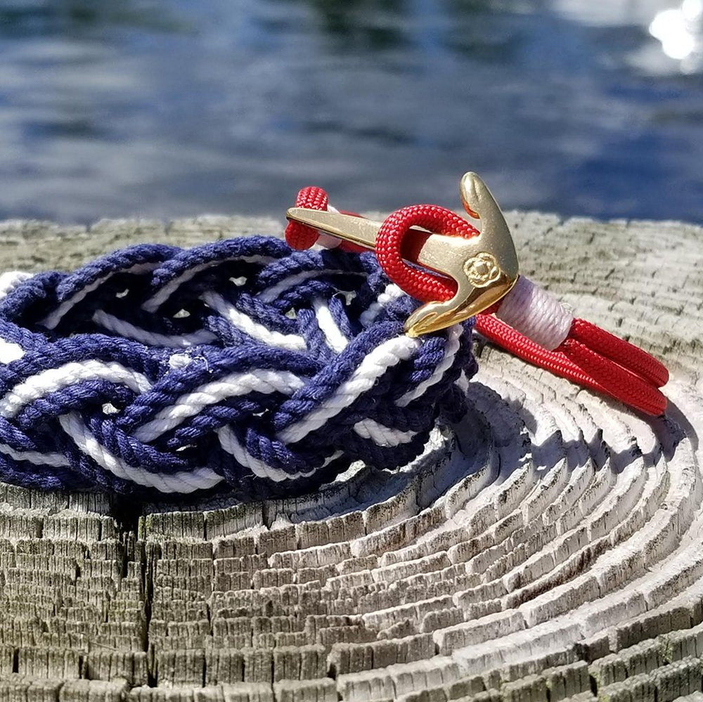 Red Nautical Anchor Bracelet Brass 028 - Mystic Knotwork
