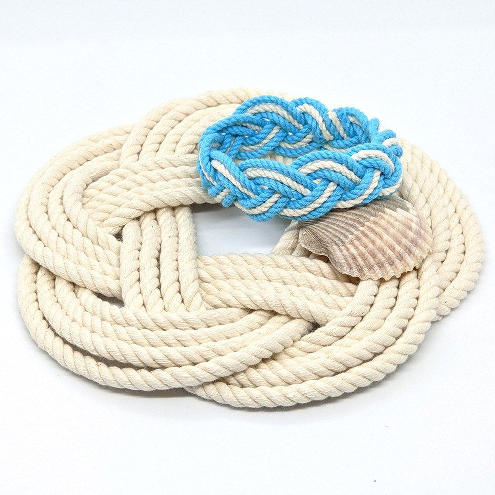 Nautical Sailor Knot Trivet, White Cotton Rope, Small - Mystic Knotwork
