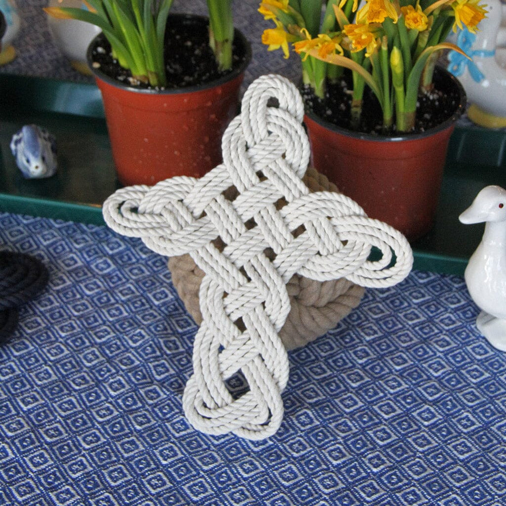 Small White Cotton Cross - Mystic Knotwork